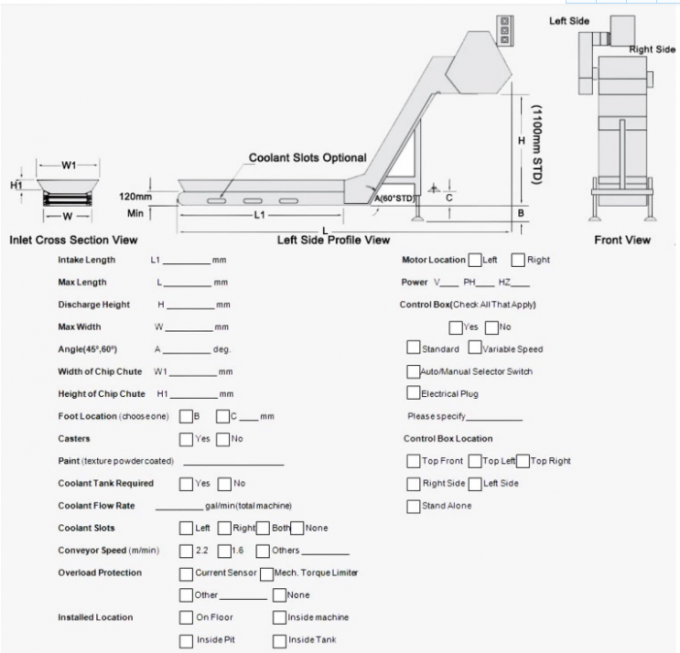 High Strength Hinged Metal Chip Conveyor Coil / Screw Type Chip Conveyor